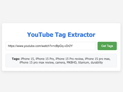 YouTube Video Tags Fetcher - Online Tools