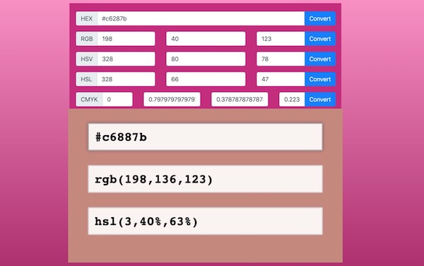 Color Code Converter: HEX, RGB, HSL, HSV, CMYK - Online Tools