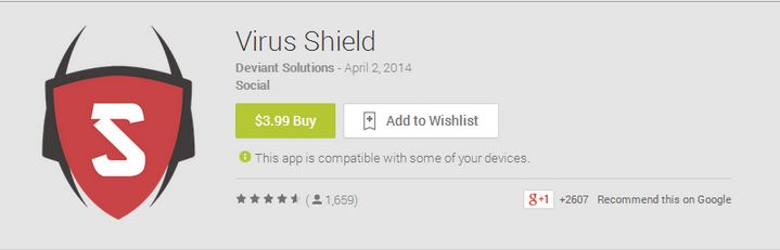Android App "Virus Shield" turned out scam