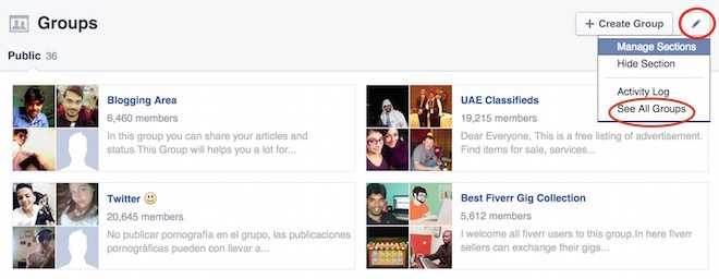 Why some of the groups don't show up under my Facebook Profile?