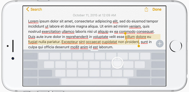 How to use iPhone 6s keyboard as trackpad in iOS 9