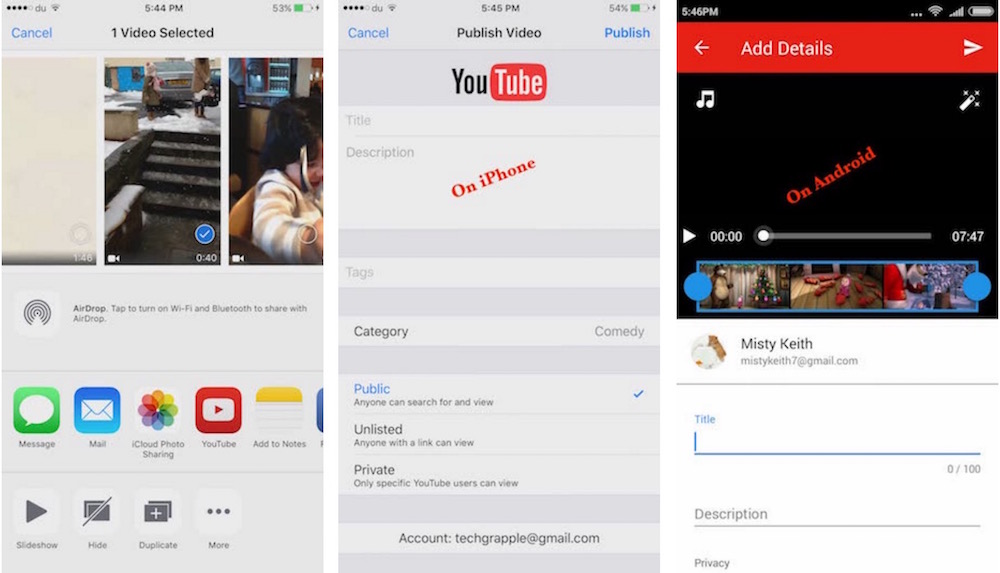How to upload a Video via YouTube App on iPhone